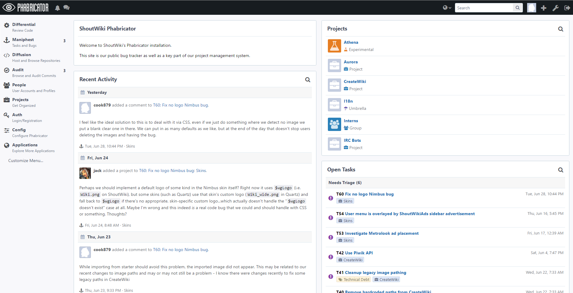 Phabricator: ShoutWiki’s new bug tracker – ShoutWiki Blog